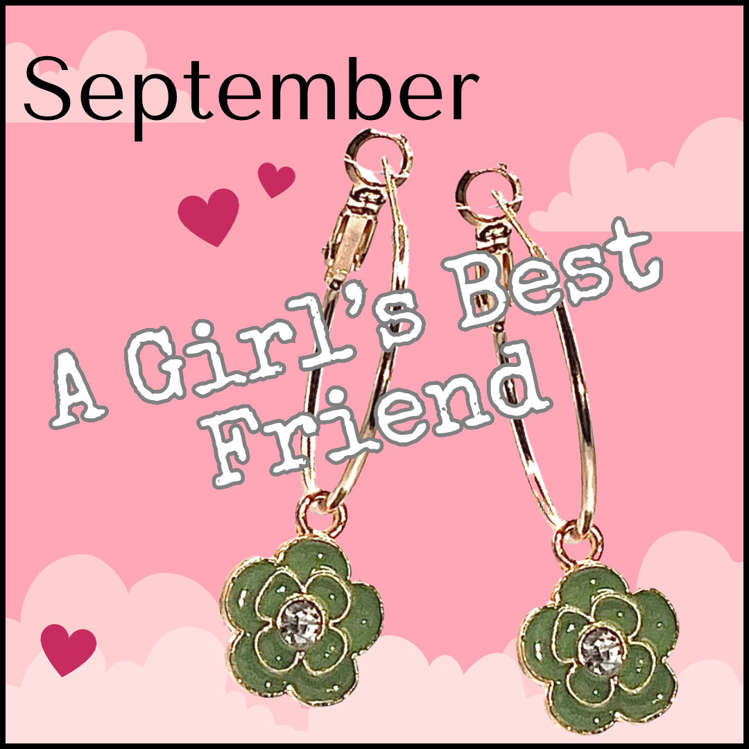 Green Flower Charms, pair for sliding onto hoop earrings, SEPTEMBER Gi ...