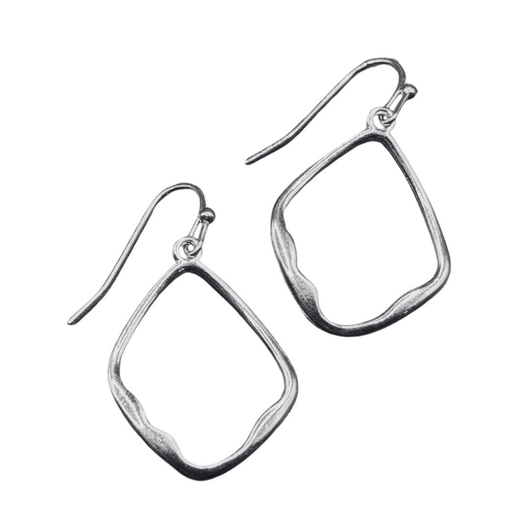 Geometric Silver Sculpted Earrings – Kuchy Coo